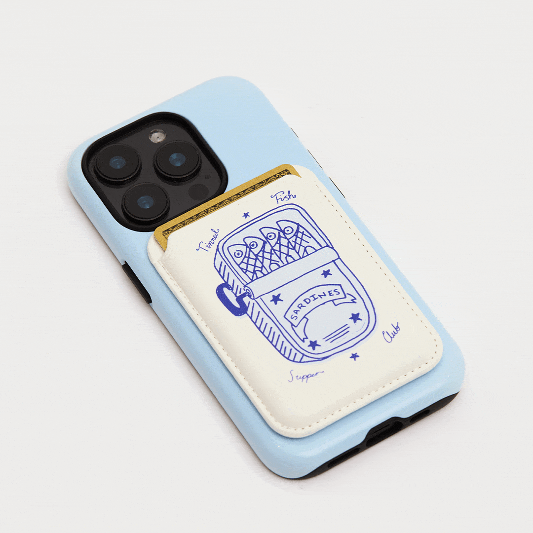 Sardine Social Blue MagSafe Wallet in Vegan Leather | The Dairy